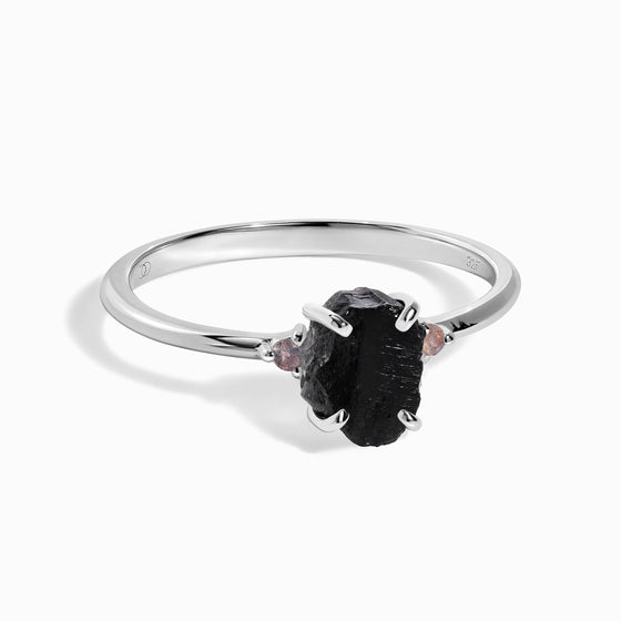 Black Obsidian Labradorite Ring - Petite Raw Allure – Moon Magic