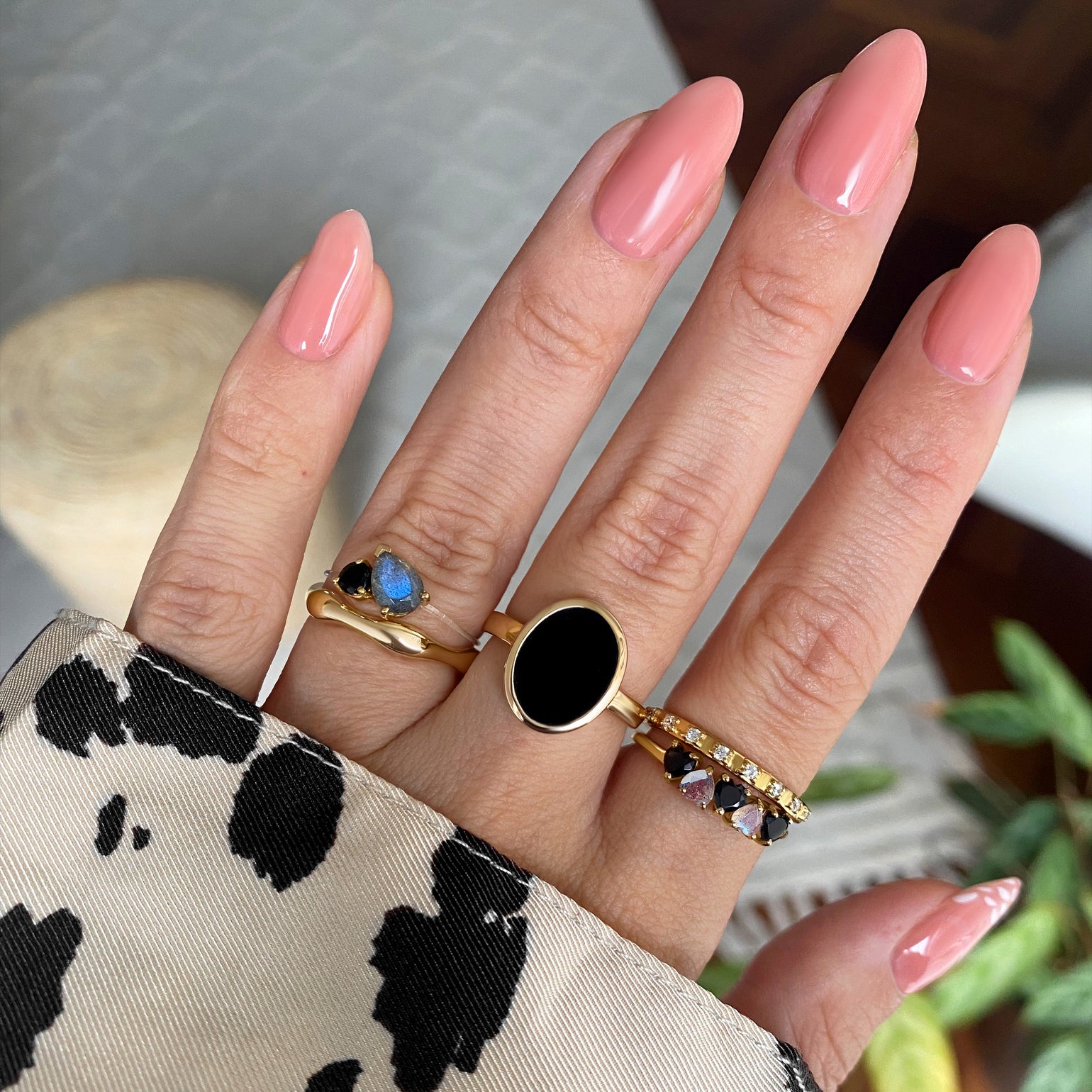 Floating Ring - Toi Et Moi Labradorite & Black Obsidian – Moon Magic