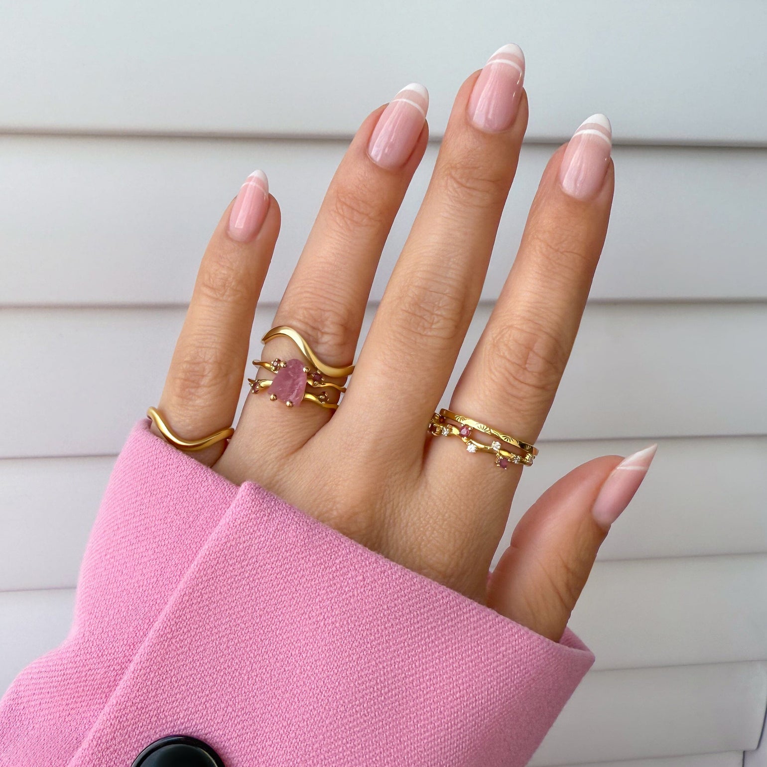 Rose Quartz Ruby Flow Ring - Stardust & Waves Band – Moon Magic
