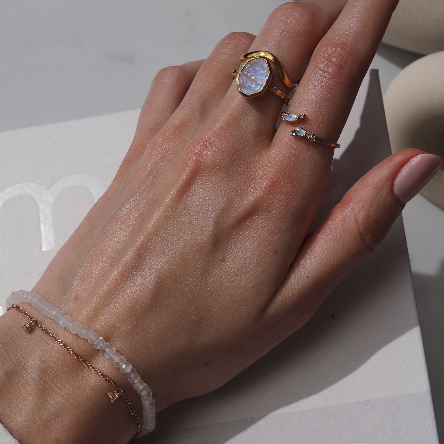 Adjustable Moonstone Ring Flourish - June Birthstone – Moon Magic