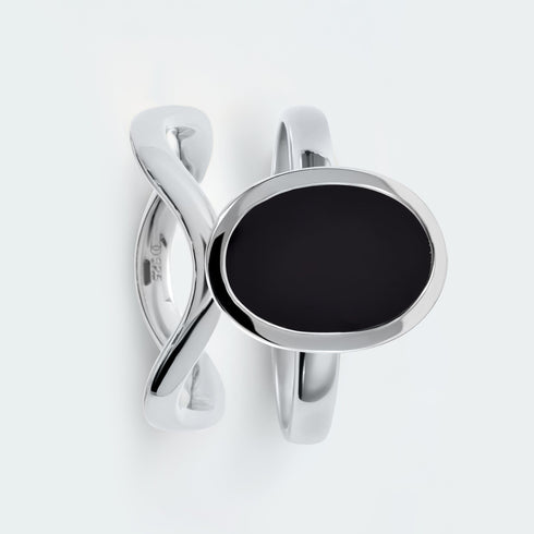 Floating Ring - Toi Et Moi Labradorite & Black Obsidian – Moon Magic