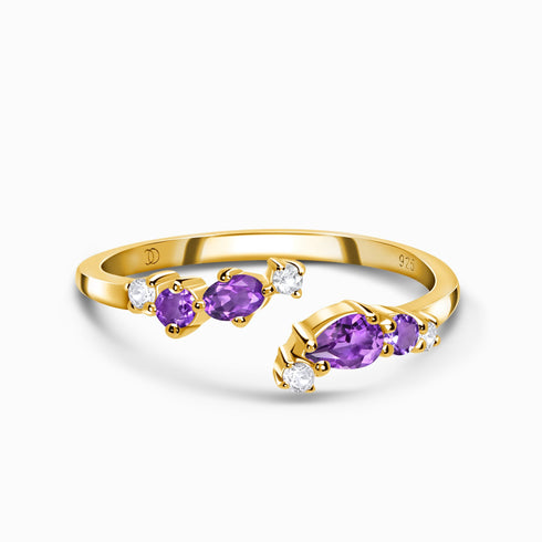 Adjustable Amethyst Ring Flourish - February Birthstone – Moon Magic